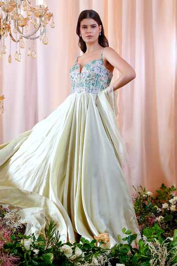 Buy Mahima Mahajan Blue Shantoon Bella Hand Embroidered Anarkali With ...