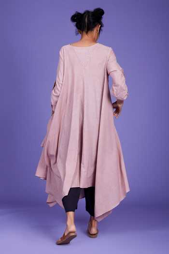 Buy Mati Pink Handwoven Asymmetric Tunic Online | Aza Fashions
