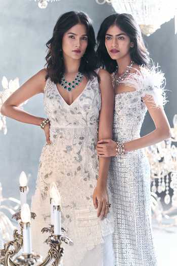 Buy Not So Serious By Pallavi Mohan White Tulle Embroidered Gown Online ...
