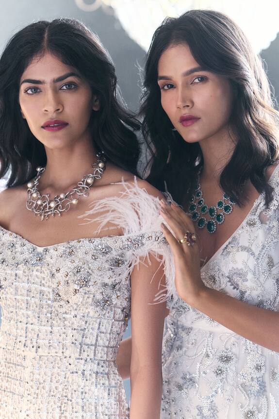 Buy Not So Serious By Pallavi Mohan White Tulle Embroidered Gown Online ...