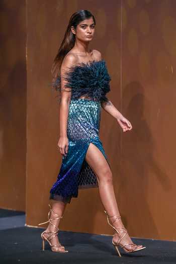 Buy Not So Serious By Pallavi Mohan Blue Lush Embroidered Bralette And ...
