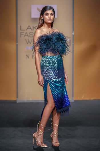 Buy Not So Serious By Pallavi Mohan Blue Lush Embroidered Bralette And ...