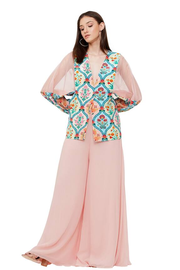 Buy Limerick by Abirr N' Nanki Pink Crepe Osiris Floral Print Jacket ...