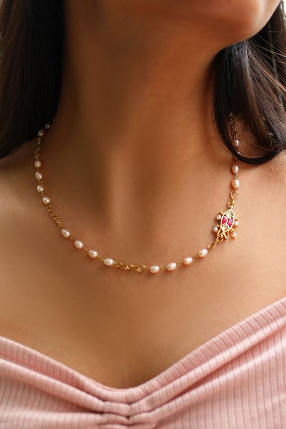 Buy Phiroza Pearl String Contemporary Necklace Online | Aza Fashions