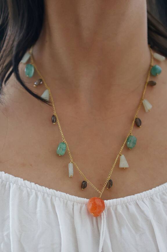 Buy Phiroza Jazlyn Stone Contemporary Necklace Online | Aza Fashions