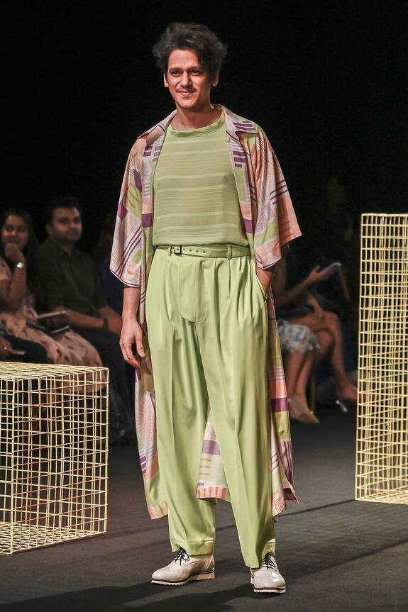 Buy Nirmooha Multi Color Mul Geometric Print Cape Online | Aza Fashions