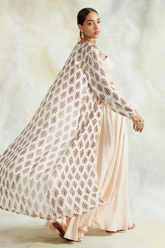 Buy Palak & Mehak Peach Georgette Cape And Palazzo Set Online | Aza ...