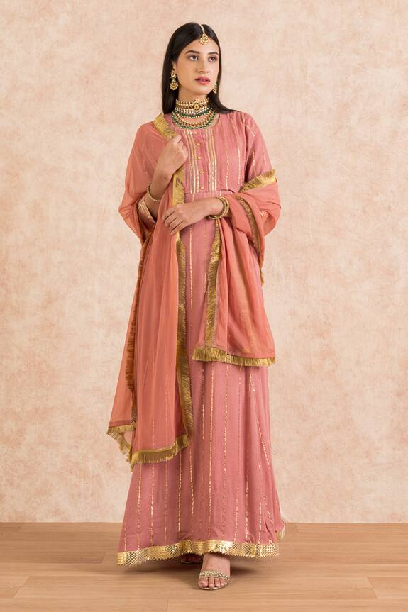 Buy Palak & Mehak Pink Rayon Crepe Gota Embroidered Kurta Set Online ...
