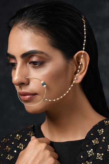 Buy Paisley Pop Pearl Studded Nath Online | Aza Fashions