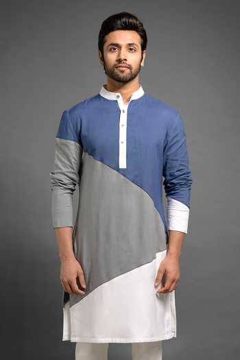 Buy Mitesh Lodha Multi Color Colorblock Kurta Online | Aza Fashions