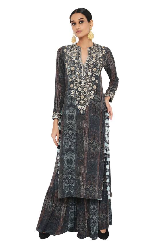 Buy Payal Singhal Multi Color Crepe Amaira Backless Kurta And Sharara ...