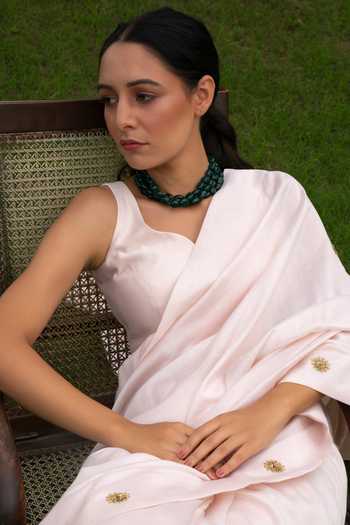 Buy Rashi Jain Beige Ruh Chanderi Embroidered Saree Online | Aza Fashions