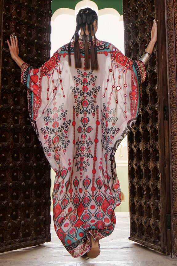 Buy Rajdeep Ranawat Multi Color Verusha Silk Kaftan Online | Aza Fashions