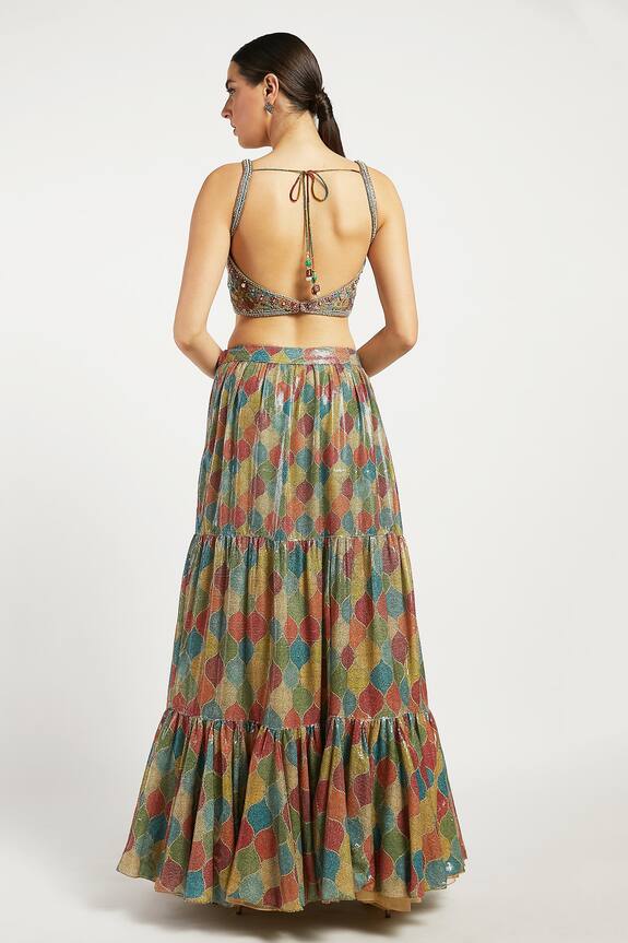 Buy Rabani & Rakha Multi Color Sheeting Rabia Printed Lehenga Set ...