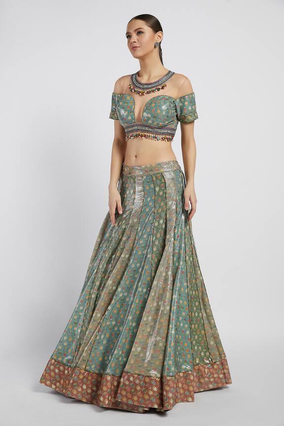 Buy Rabani & Rakha Multi Color Sheeting Rabia Printed Lehenga Set ...