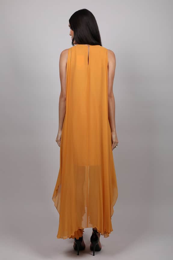 Buy Swatee Singh Yellow Georgette Flared Dress Online | Aza Fashions