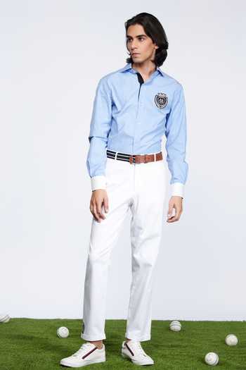 Buy S&N by Shantnu Nikhil Blue Terylene Striped Pattern Shirt Online ...