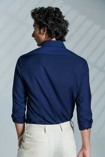 Buy S&N by Shantnu Nikhil Blue Terylene Slim Fit Shirt Online | Aza ...