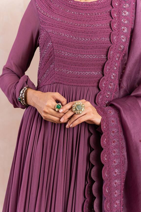 Buy Shikha and Srishti Design Purple Georgette Embroidered Anarkali Set ...