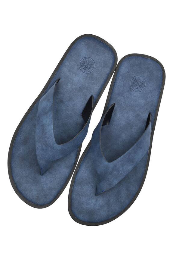 Buy Sko Blue Synthetic Rome V Strap Slippers Online | Aza Fashions