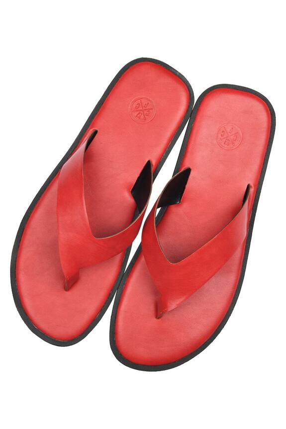 Buy Sko Red Synthetic Rome V Strap Slippers Online | Aza Fashions