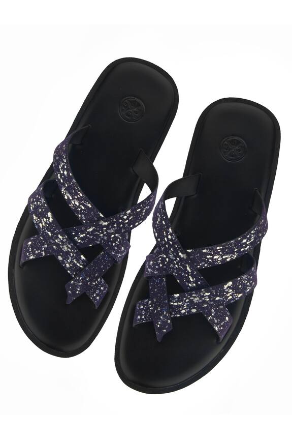 Buy Sko Purple Synthetic Shimmer Cross Strap Slippers Online | Aza Fashions