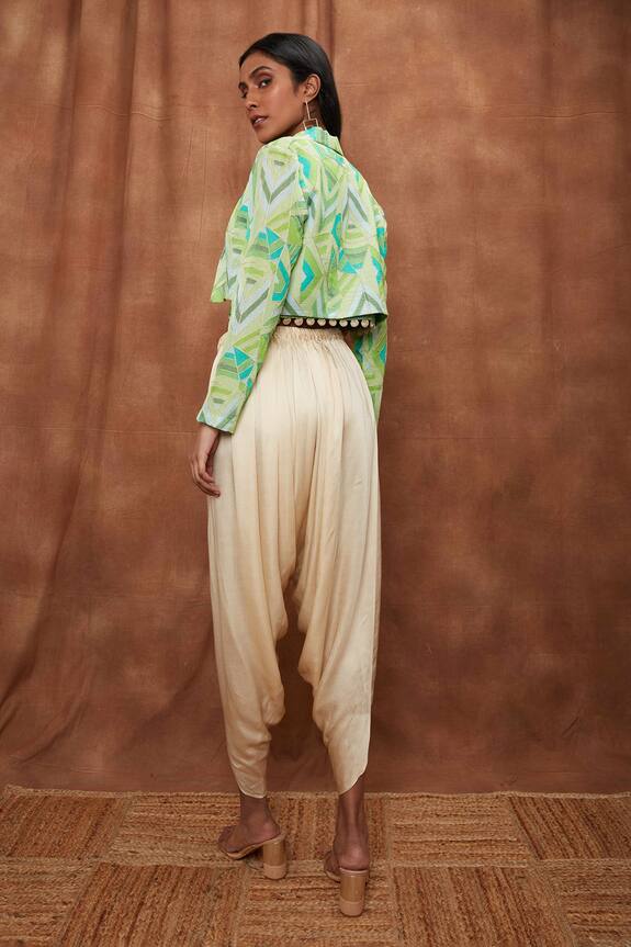 Buy Jajobaa Green Short Jacket And Dhoti Pant Set Online | Aza Fashions