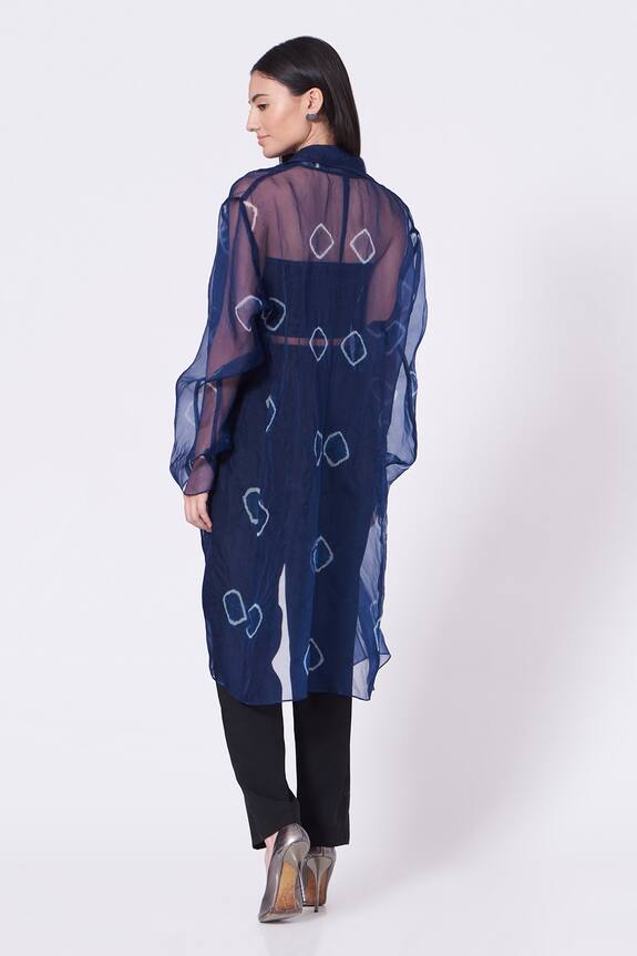 Buy The Pot Plant Clothing Blue Silk Organza Shibori Tie And Dye ...