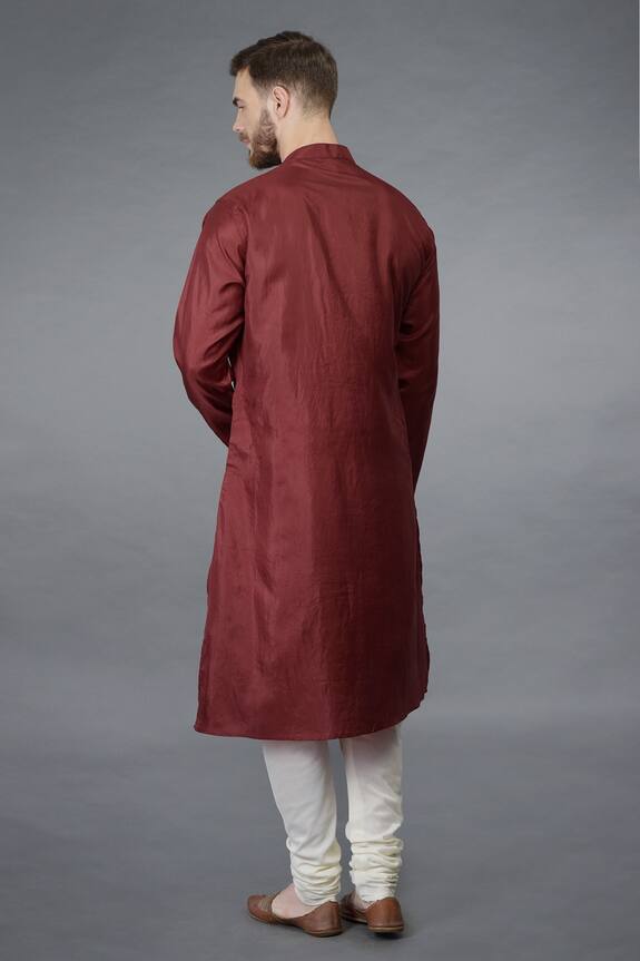 Buy Talking Threads Maroon Silk Kurta Online | Aza Fashions