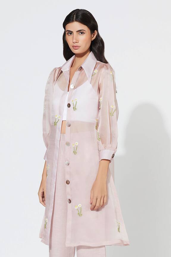 Buy Meadow Purple Silk Organza Long Jacket Online | Aza Fashions