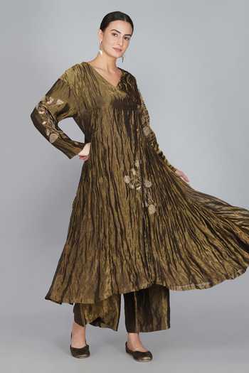 Buy Yavi Gold Handwoven Silk Tissue Tunic Online | Aza Fashions