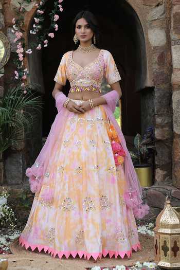 Buy Nitisha Kashyap Official Pink Uppada Silk Cut-work Hem Tie And Dye ...