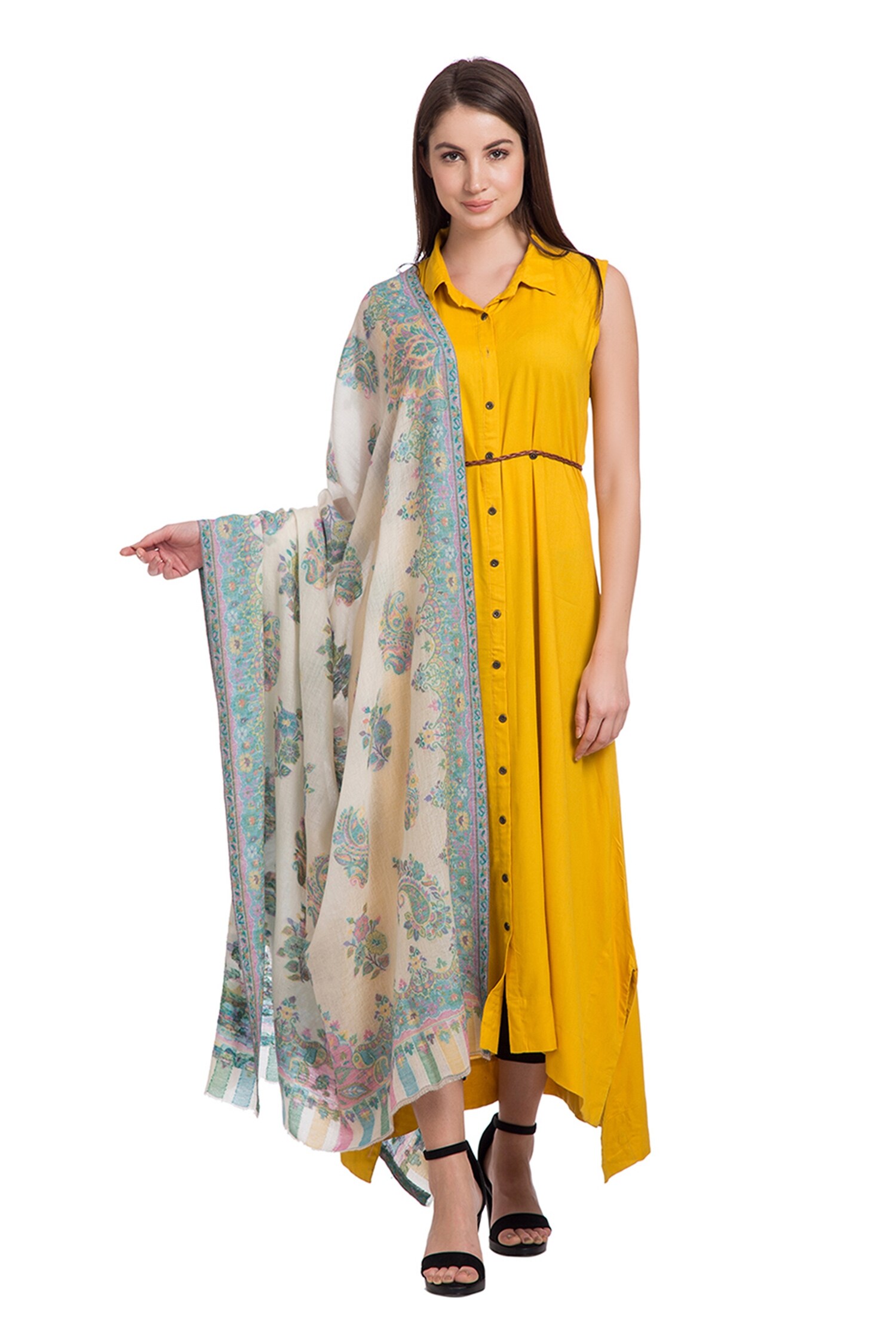 Buy Shingora Floral And Paisley Woven Shawl Online | Aza Fashions