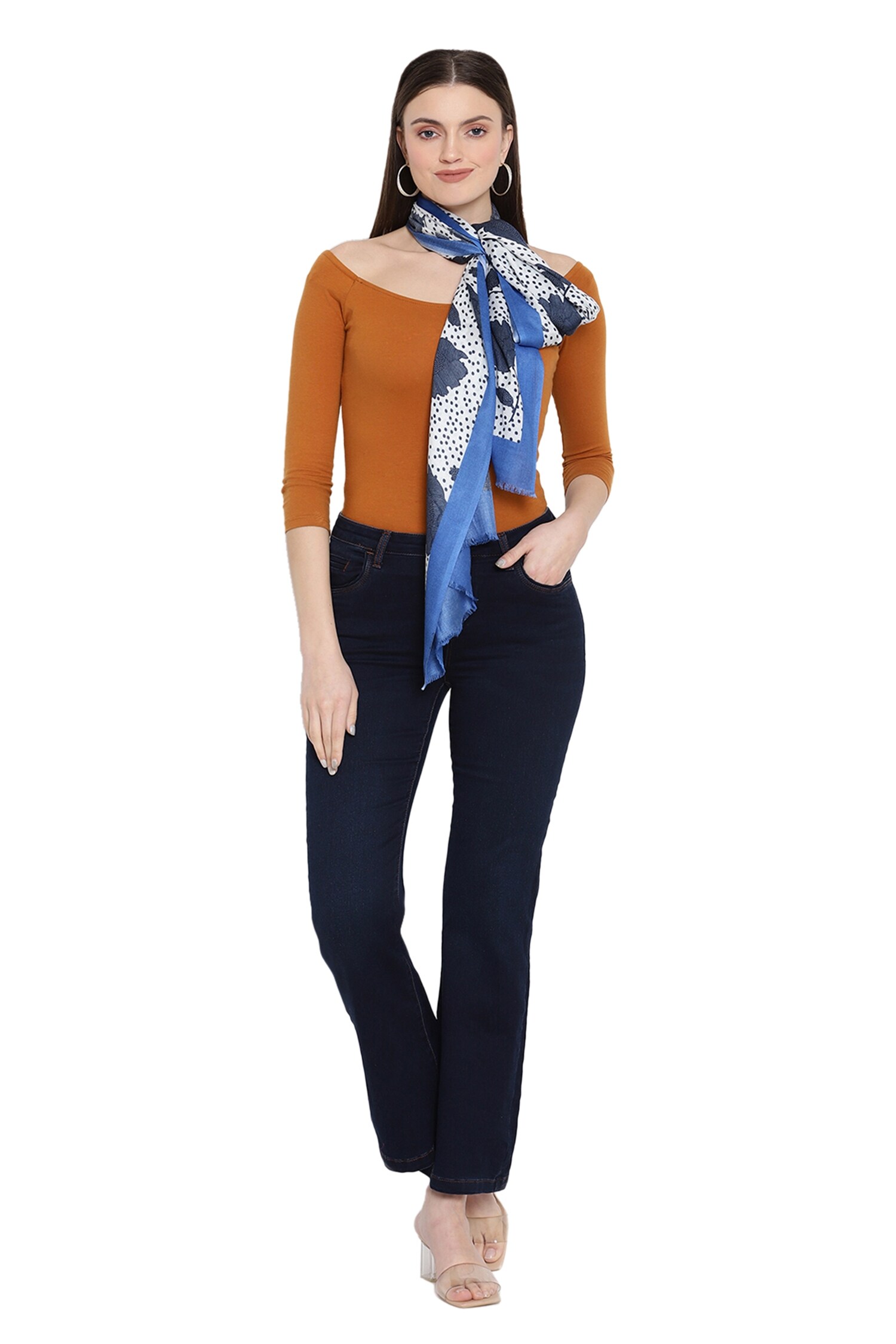 Buy Shingora Floral And Polka Print Muffler Online | Aza Fashions