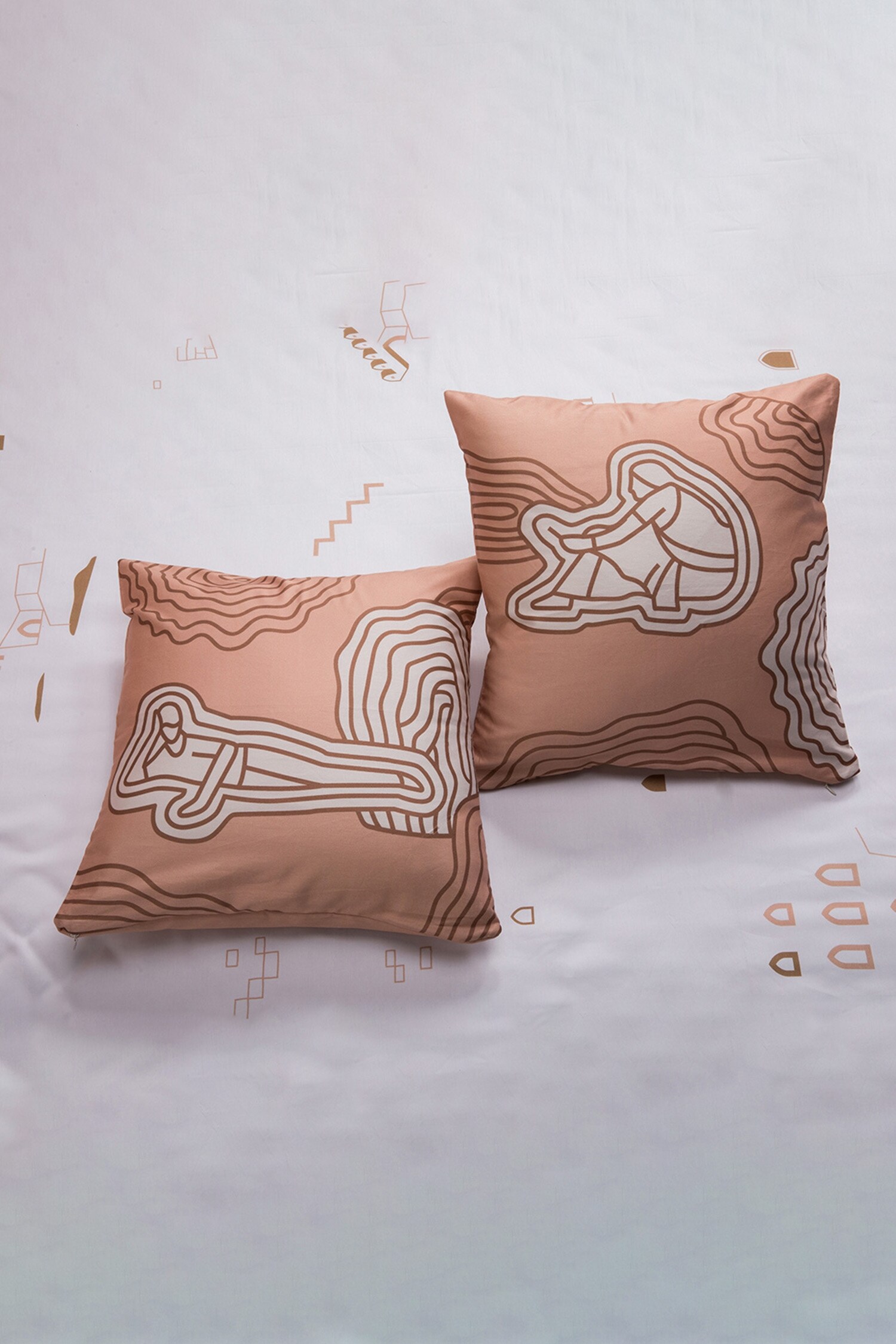 Buy Kyoona Abstract Golconda Memories Print Cushion Covers - Set Of 2 Online | Aza Fashions