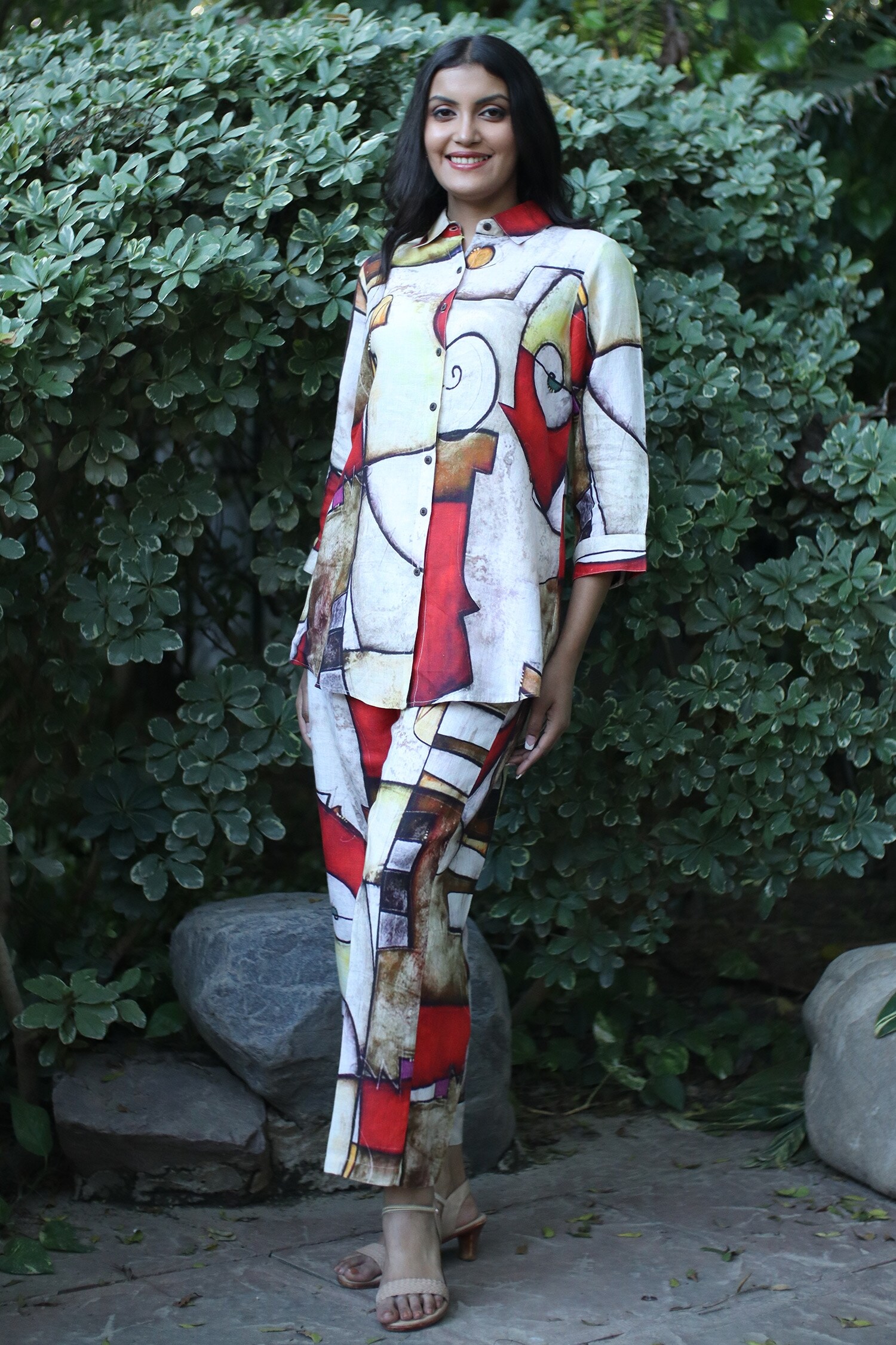 Buy Linen Bloom Multi Color Linen Digital Print Pant Online | Aza Fashions