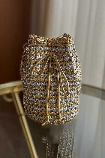 Buy BIJIT Metallic Braided Textured Potli Online | Aza Fashions