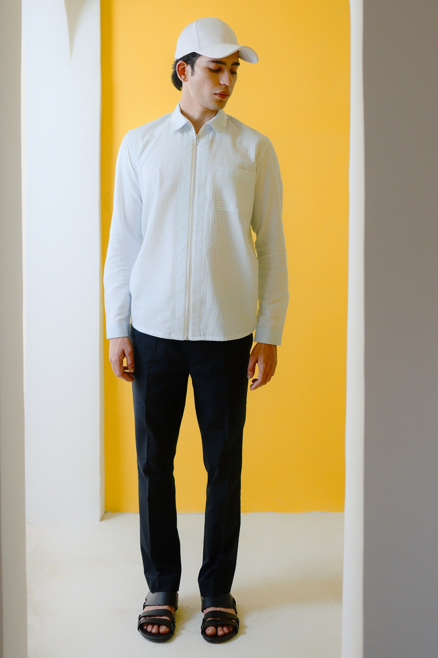 Buy Lacquer Embassy Blue Wimbledon Cotton Seersucker Shirt Online | Aza ...