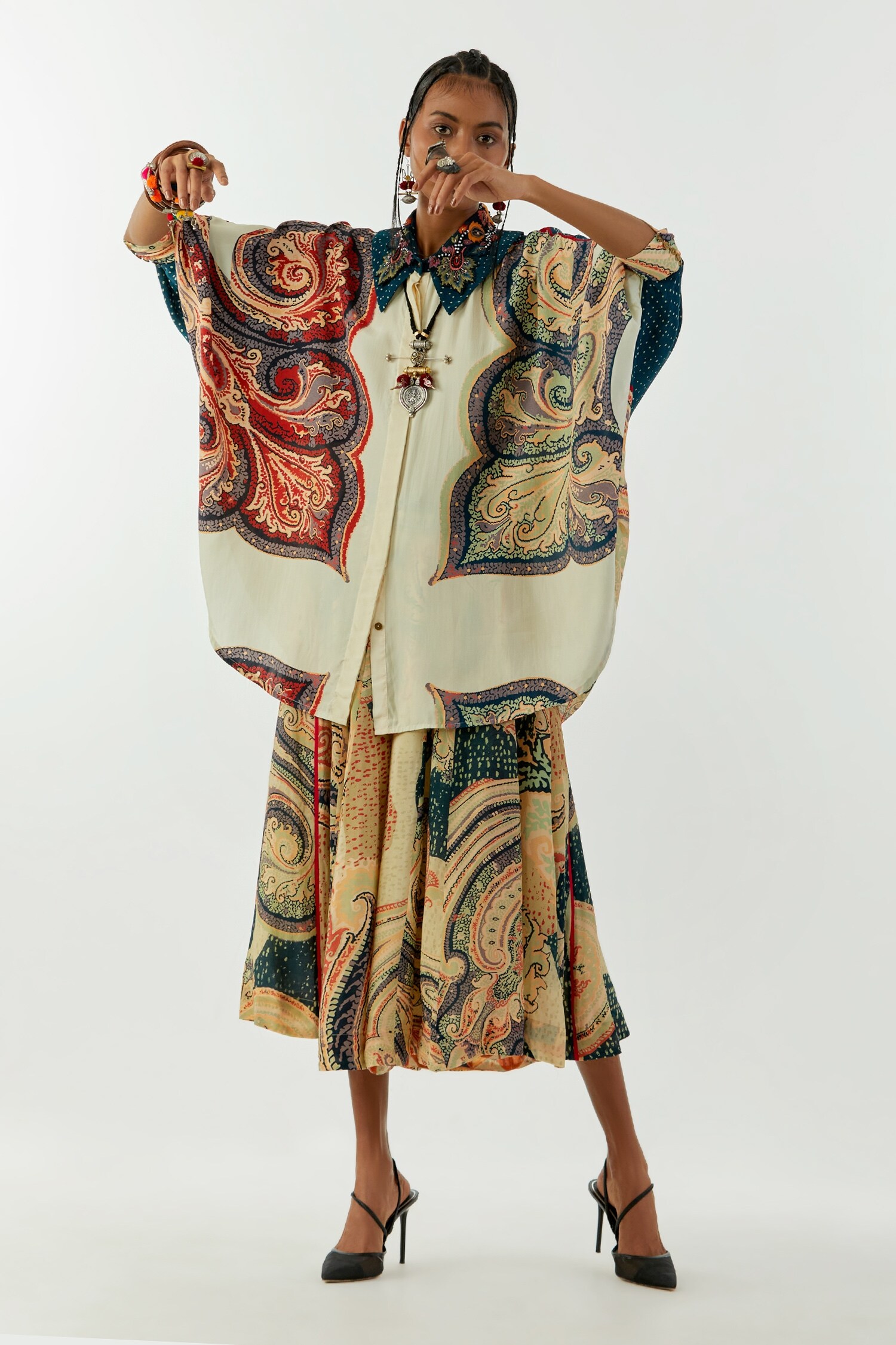 Buy Aseem Kapoor White Natural Crepe Mandala Printed Shirt And Culotte ...