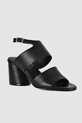 Buy Vanilla Moon Black Estelle Leather Dual Band Heels Online | Aza ...