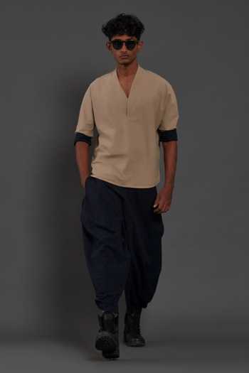 Buy Mati Blue Cotton Baggy Pant Online | Aza Fashions