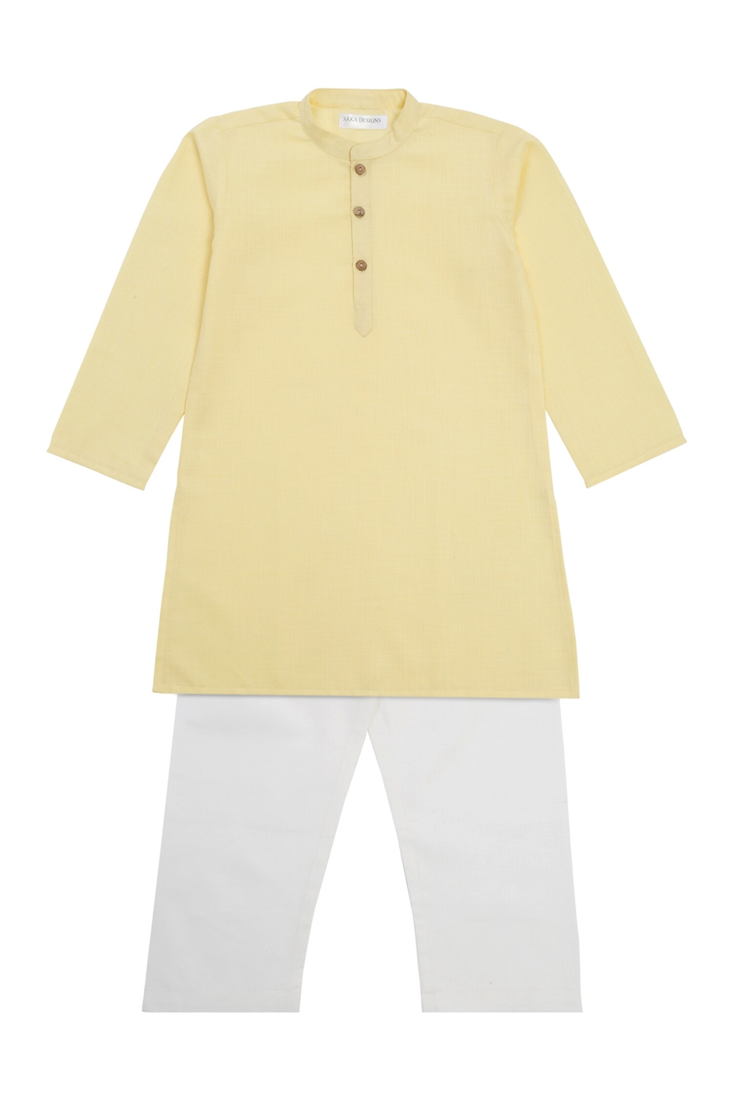 Buy Saka Designs Yellow Pastel Full Sleeve Kurta With Pyjama For Boys ...