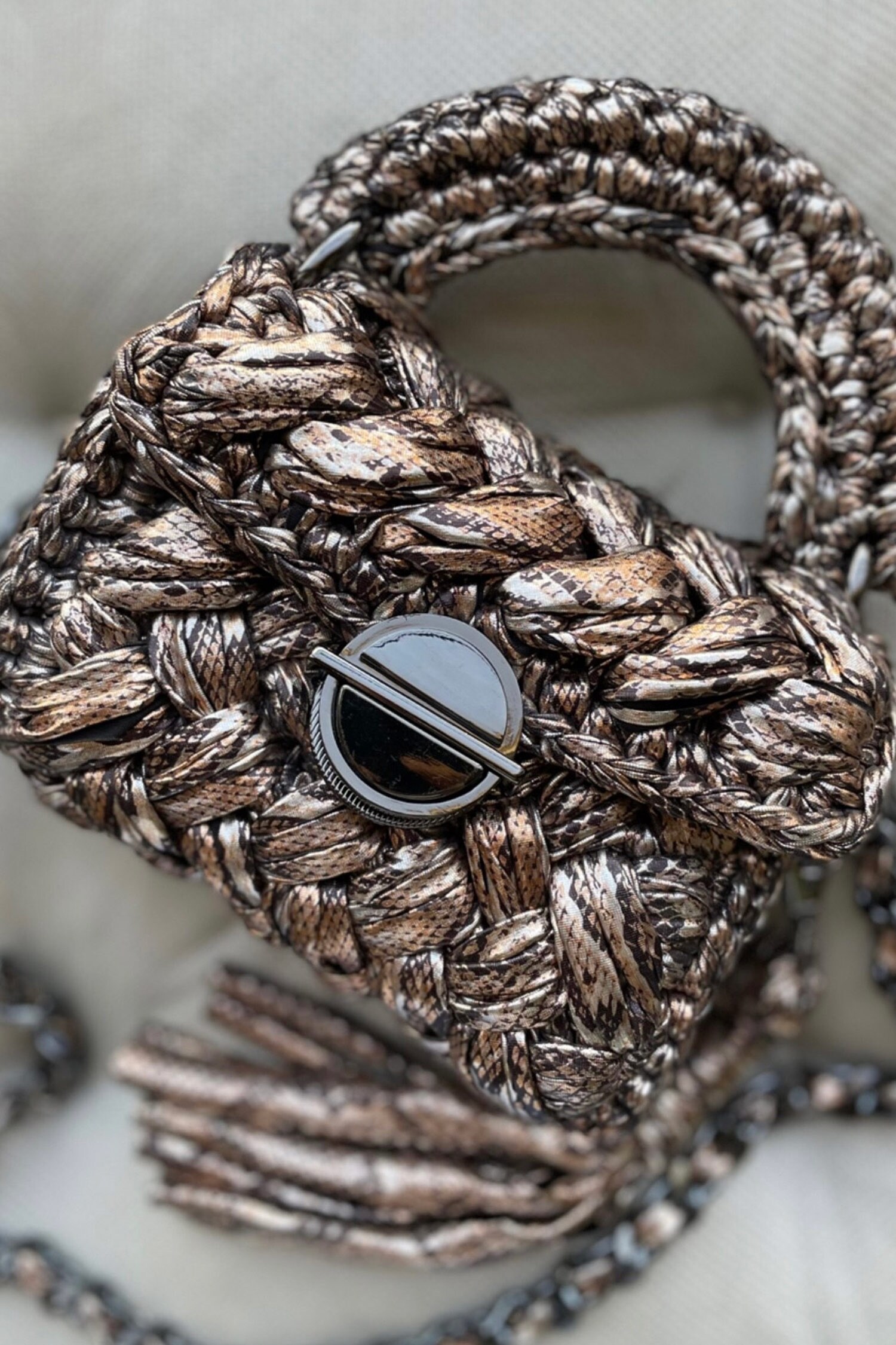 Buy BIJIT Metallic Snake Print Sling Bag Online | Aza Fashions