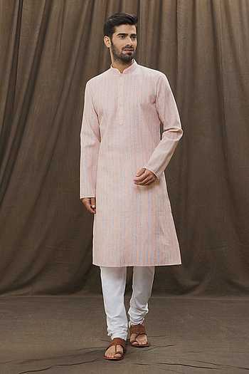 Buy Samyukta Singhania Orange Striped Kurta Set Online | Aza Fashions