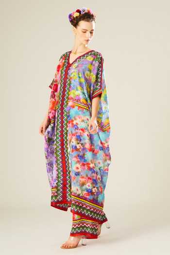 Buy Rajdeep Ranawat Multi Color Majida Silk Floral Pattern Tunic Online ...