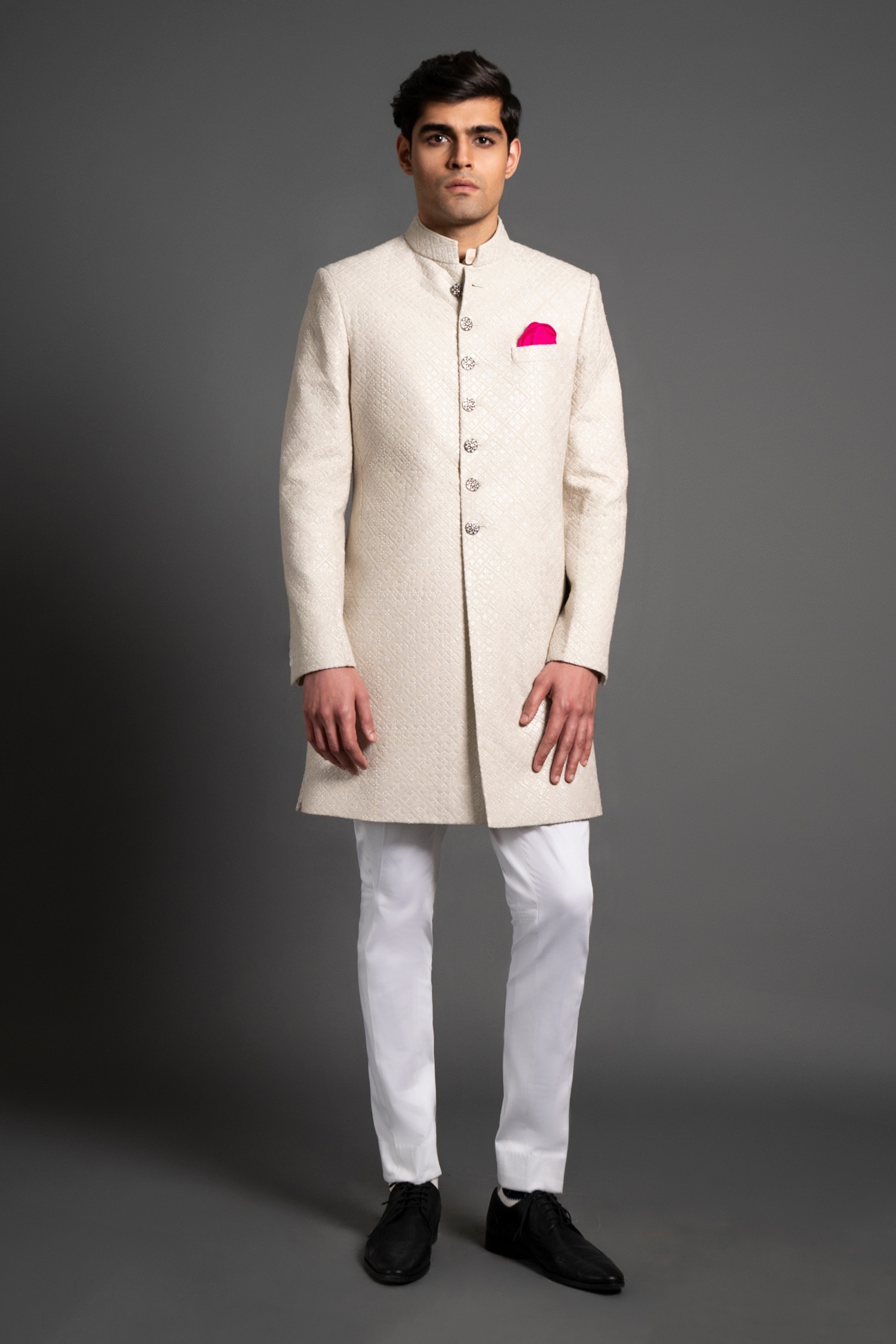 Buy Raghavendra Rathore Jodhpur Off White Silk Embroidered Achkan ...