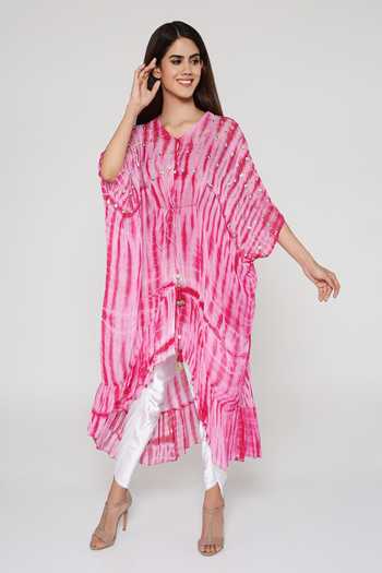Buy Bha sha Pink Elsa Embroidered Kaftan Dhoti Pant Set Online | Aza ...