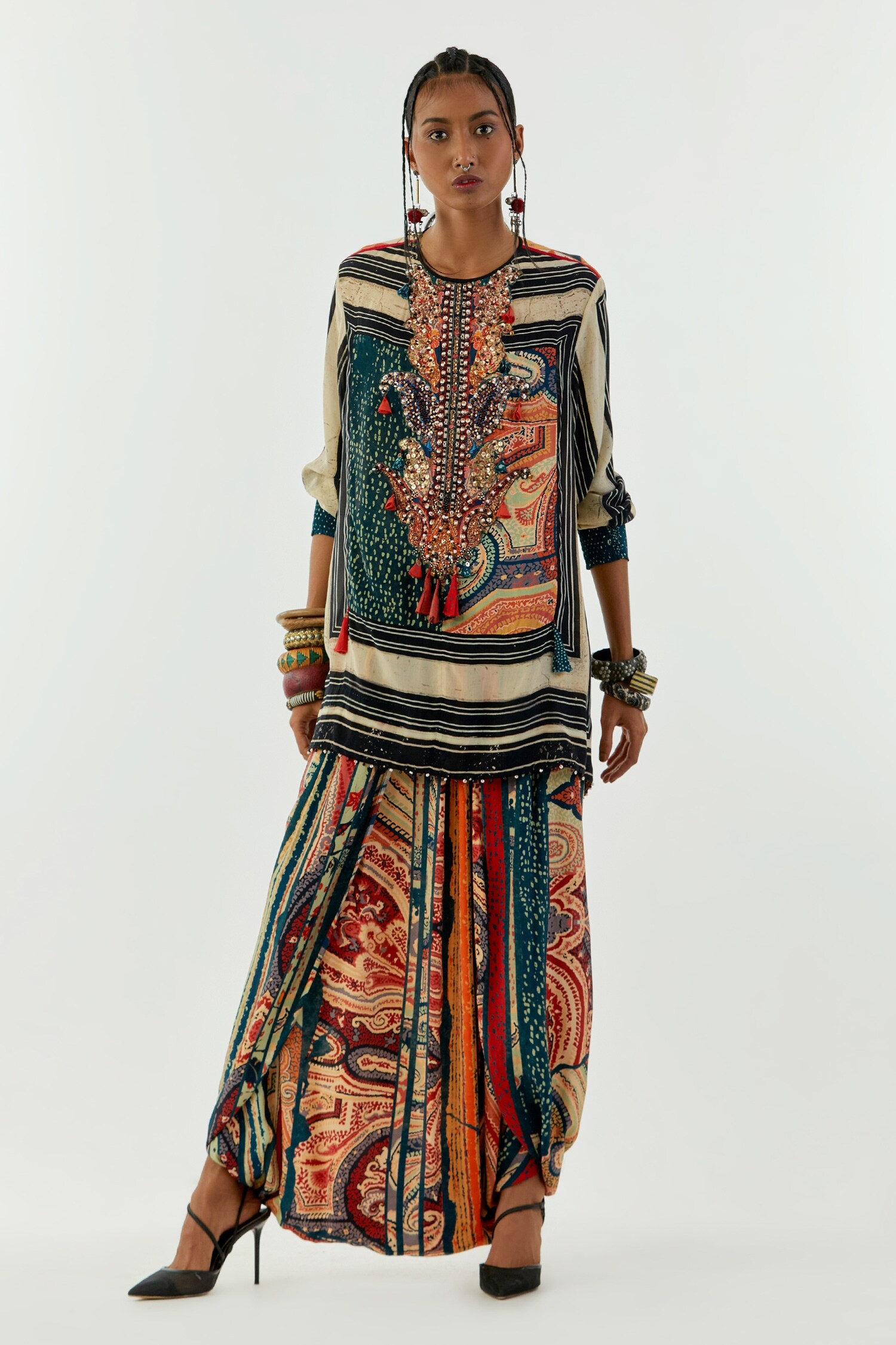 Buy Aseem Kapoor Multi Color Natural Crepe Mitra Printed Kurta And ...