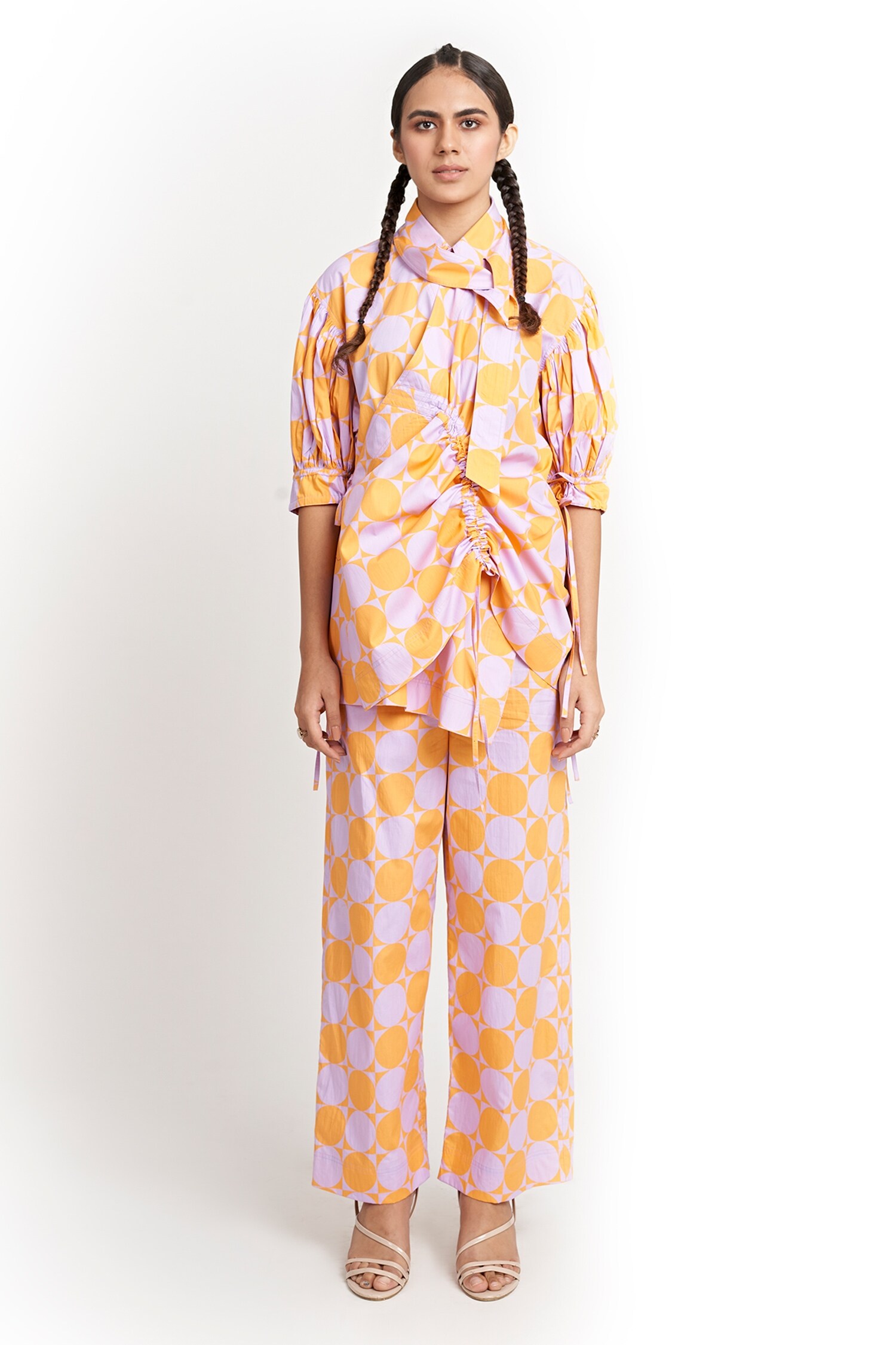 Buy Two Point Two Orange Cotton Poplin Emiko Polka Dot Patterned Wrap ...