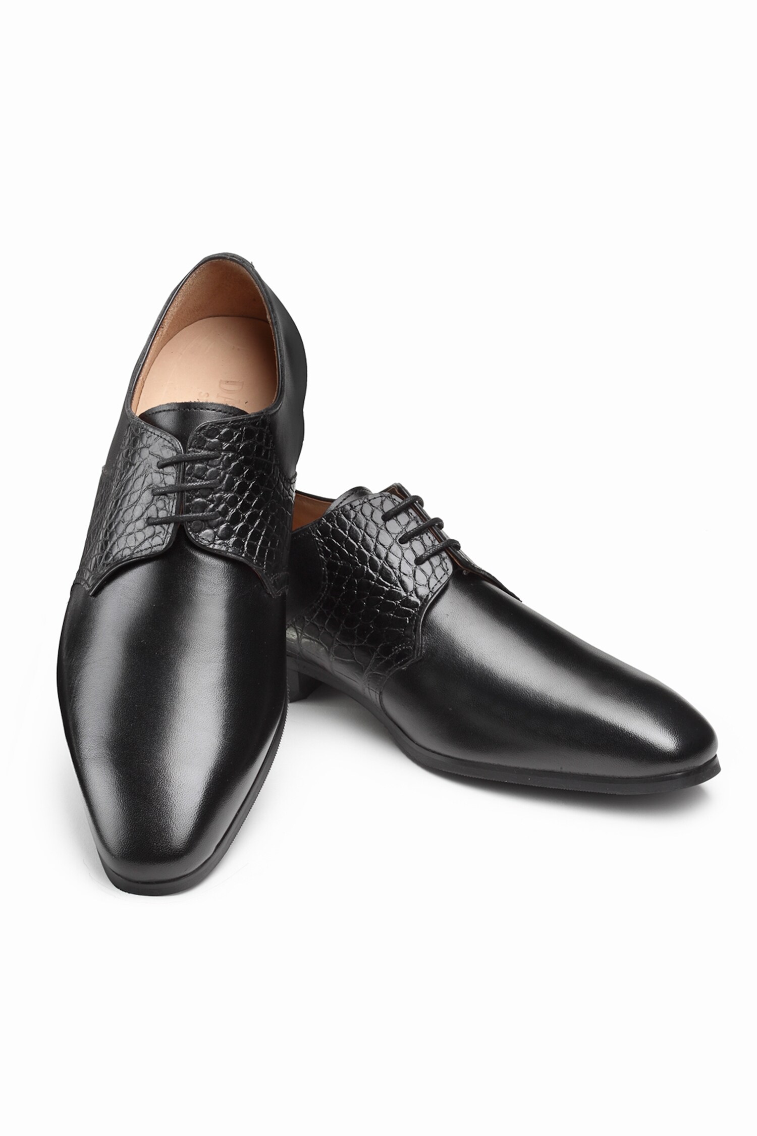 Buy dapper Shoes Black Albert Crocodile Leather Derby Shoes Online ...